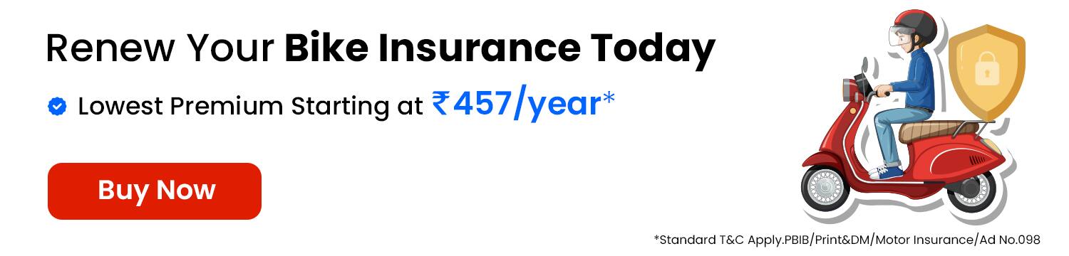 Buy Bike Insurance at ₹457* - Renew Two Wheeler Policy Online
